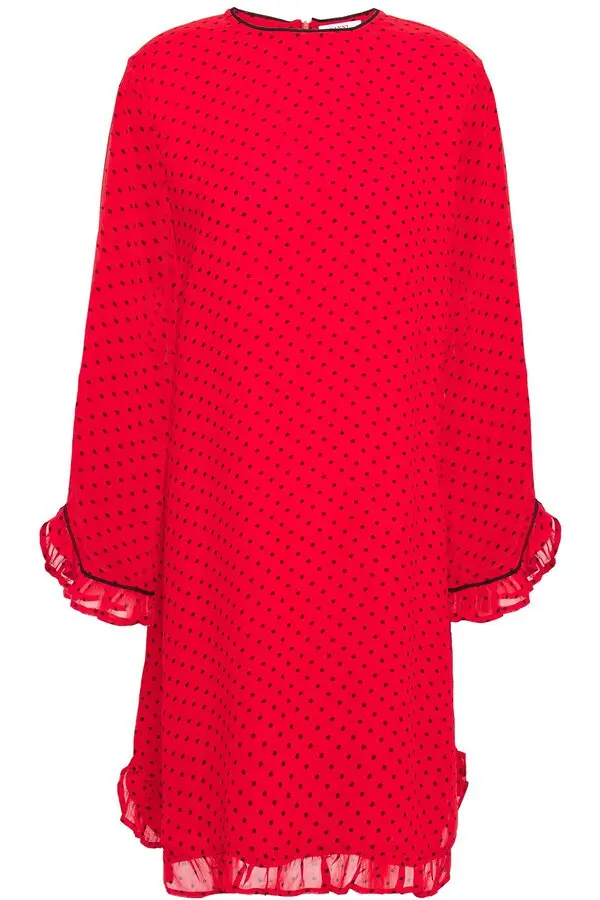 ganni printed georgette mini dress Ganni Floral Tiered Mini Dress