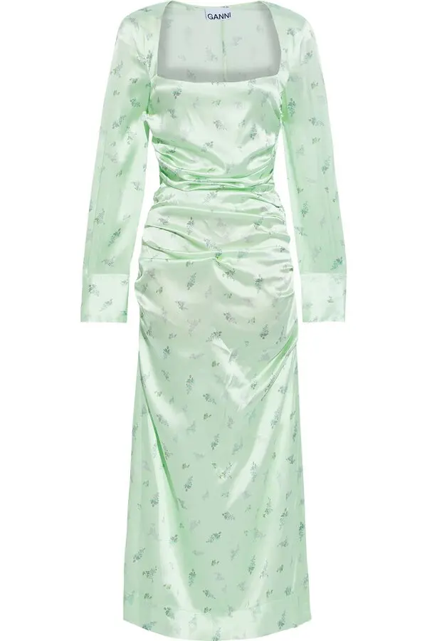 green emerald velvet dress GANNI 
