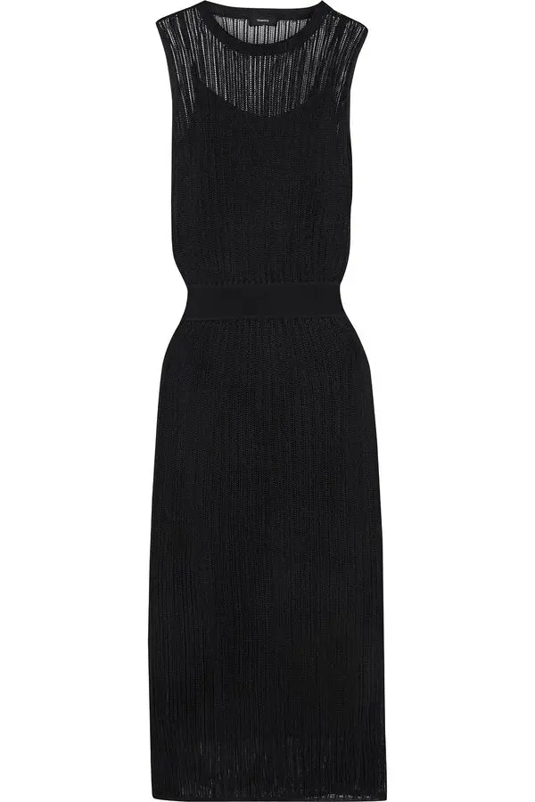 Theory Crochet-Knit Midi Dress Size In Black - 53% Off | Editorialist