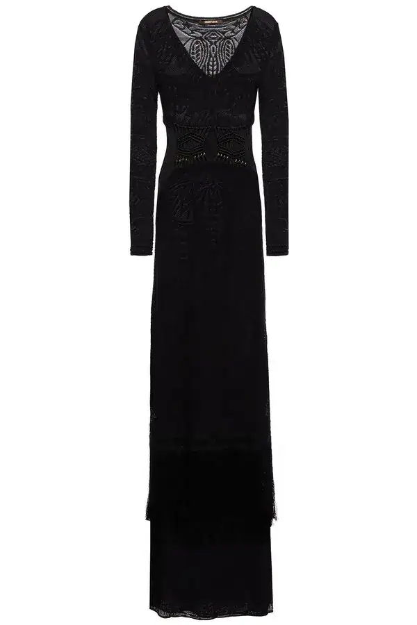 roberto cavalli crochet dress Roberto Cavalli Bead-embellished Crochet-knit Cotton-blend Gown In  Off-white