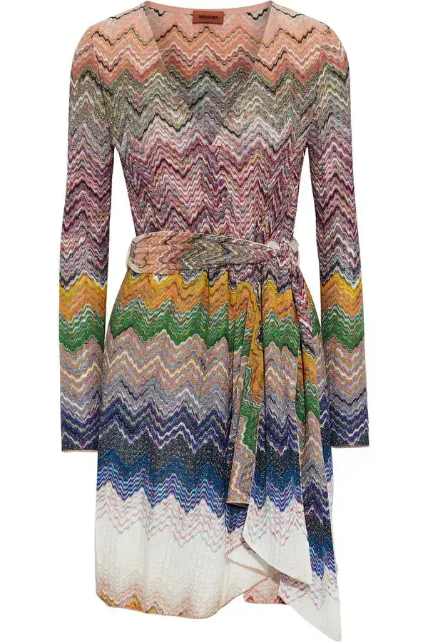 Missoni Draped Metallic Crochet-Knit Mini Wrap Dress In Multicolor - 60%  Off | Editorialist