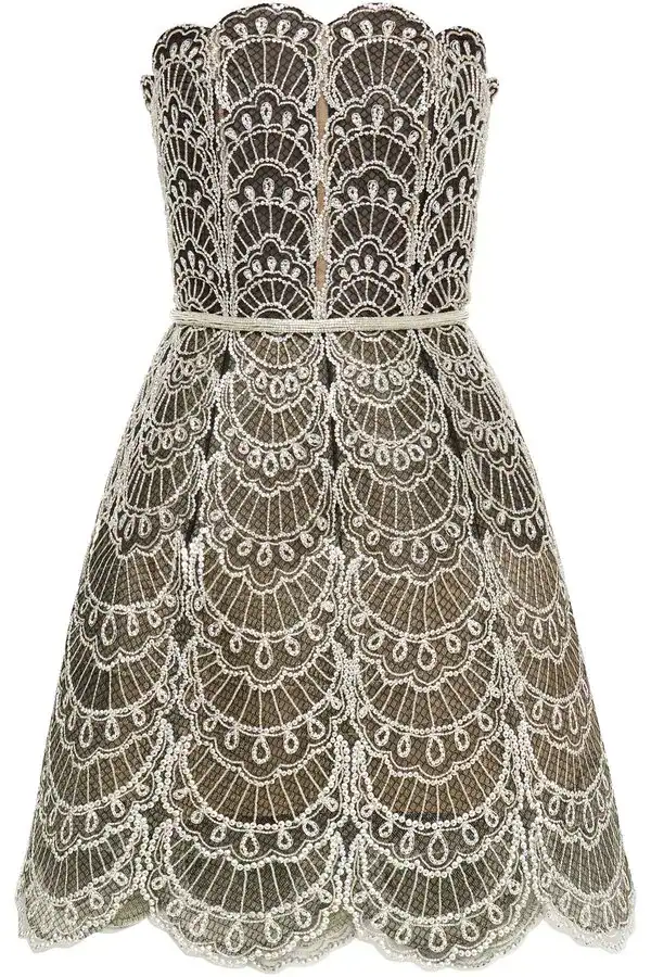 Oscar De La Renta Strapless Embellished Tulle Mini Dress In Black - 60% Off  | Editorialist
