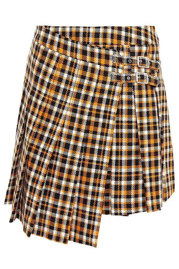 Alexander Mcqueen Pleated Checked Cotton-Tweed Mini Wrap Skirt In