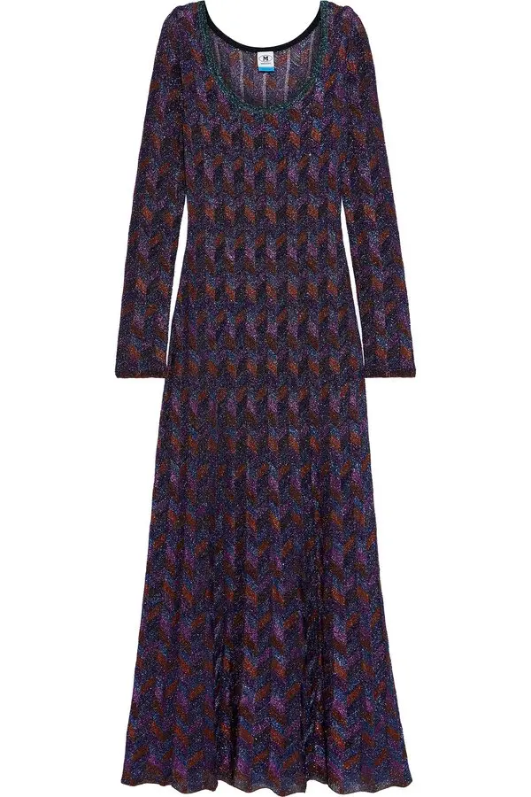 Missoni Metallic Crochet-Knit Maxi Dress In Dark Purple - 54% Off |  Editorialist