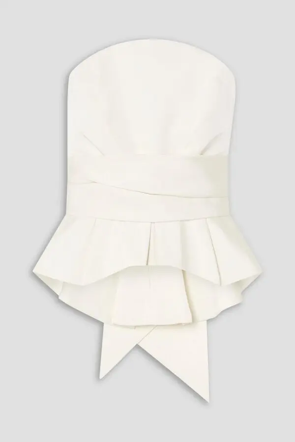 Brandon Maxwell Bow-detailed Silk-twill Bustier Top - Ivory