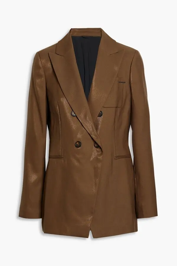 Brunello Cucinelli Double-breasted Metallic Wool-blend Twill Blazer