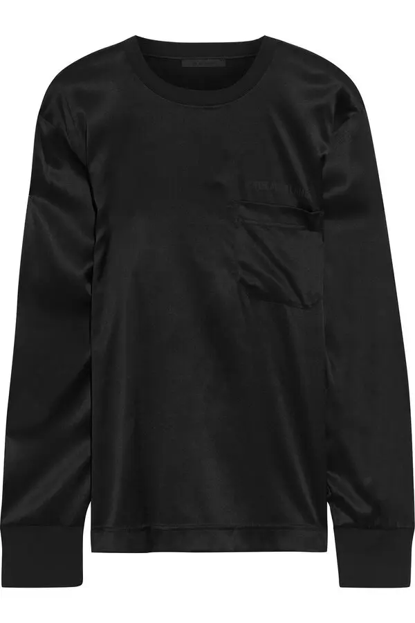 Helmut Lang Printed Stretch-silk Satin Top