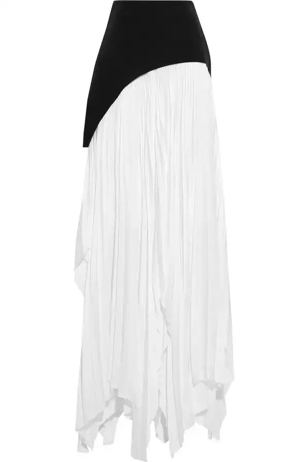 Solace London Leila Layered Crepe And Pleated Satin Maxi Skirt In