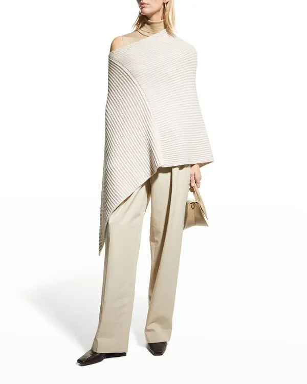The Row Atna Asymmetric Cashmere Poncho In Grey Melange 25% Off