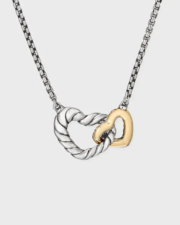 David Yurman Interlocking Heart Pendant Necklace - Gold