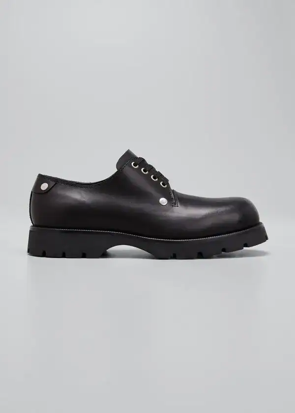 Jil Sander Lug-Sole Calf Leather Derby Shoes - Black | Editorialist
