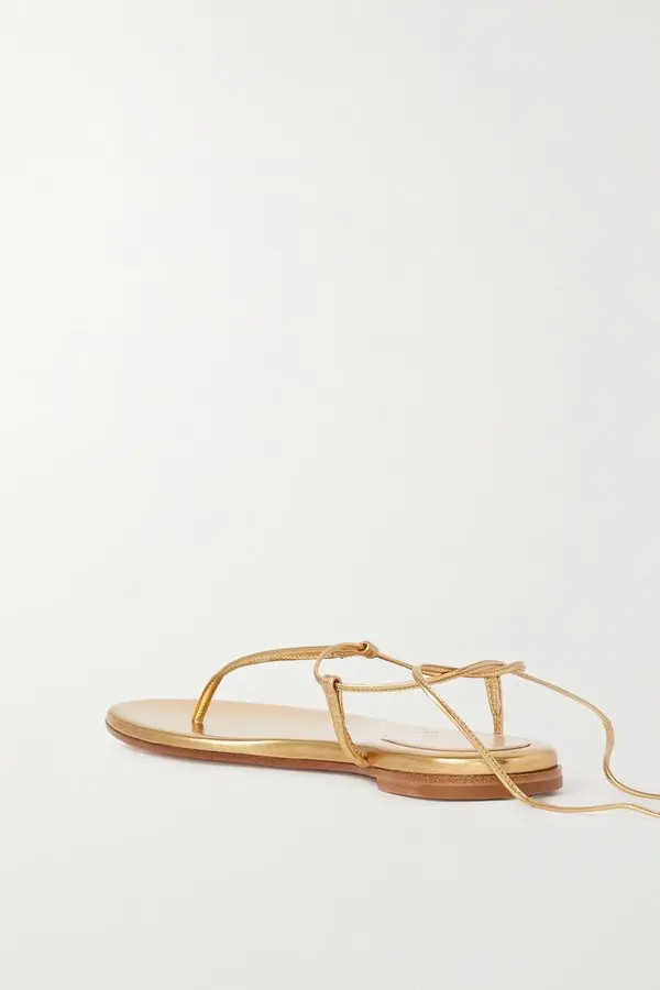 GIANVITO ROSSI Gwyneth Metallic Leather Sandals