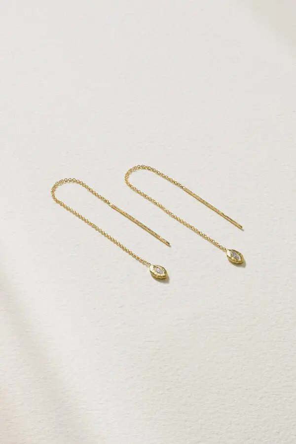 OCTAVIA ELIZABETH Net Sustain Nesting Gem 18-karat Recycled Diamond Thread Earrings