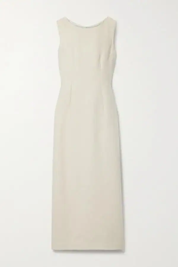 riah silk dress THE ROW Riah Wool And Silk-Blend Crepe Midi Dress