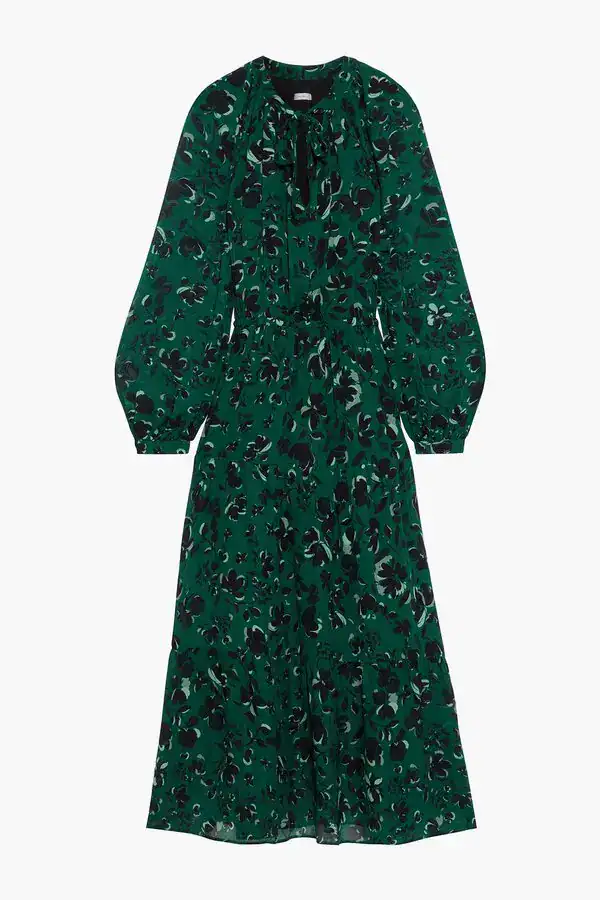 iris & ink green floral chiffon maxi dress Iris & Ink Cezanne Tiered Floralprint Chiffon Maxi Dress In Emerald - 70%  Off