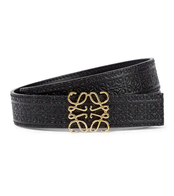 Loewe Leather Embossed Logo Belt Black Loewe Black Leather Embossed Logo Belt Size 85 cm main image 4