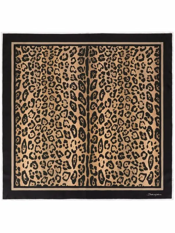 Dolce & Gabbana Leopard-print Silk Scarf - Brown