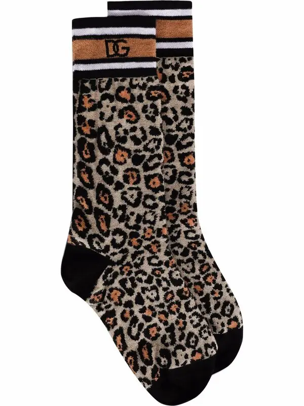 Dolce & Gabbana Leopard Print Jacquard Socks