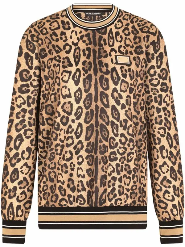 Dolce & Gabbana Leopard-print Jersey Sweatshirt - Brown