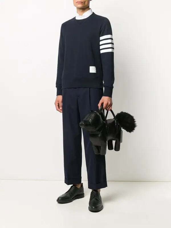 Thom Browne Fox Bag In Pebble Grain Leather - Black