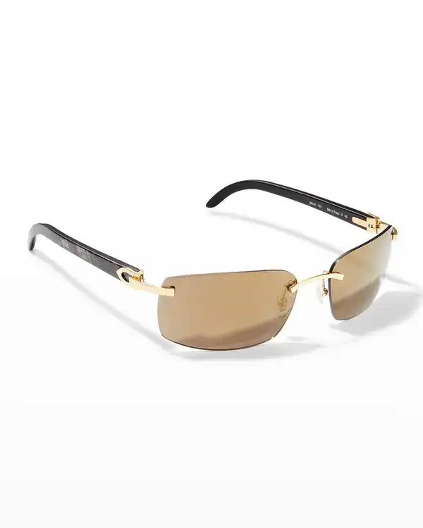 Cartier Rimless Rectangle Sunglasses - Gold | Editorialist