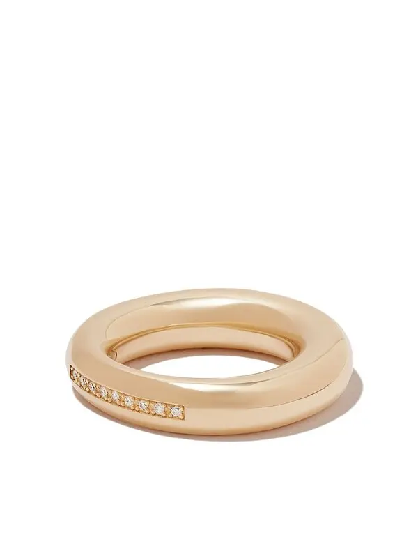 Lauren Rubinski 14kt Yellow Puffy Circle Diamond Ring