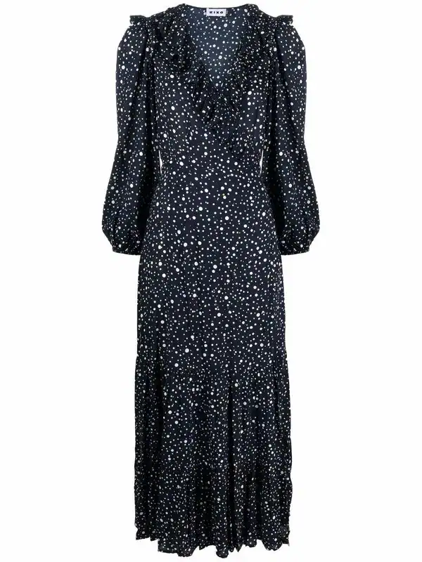 blue and white polka dot wrap dress Evan Navy Polka Dot Short Dress | Women's Clothing