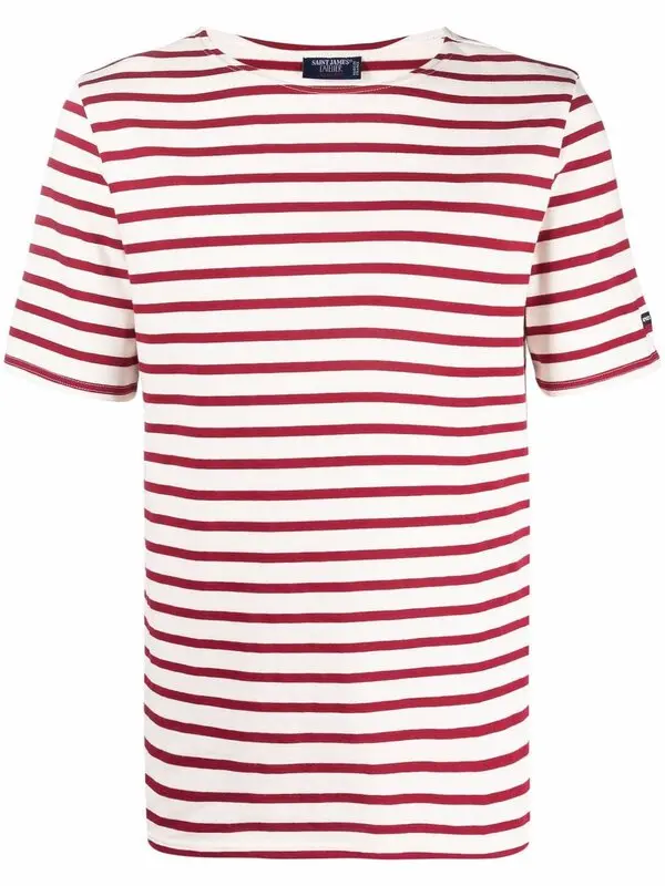 Saint James Stripe Print Cotton T-shirt - Neutrals