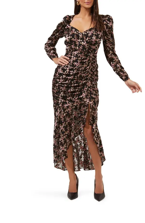 Astr The Label Emmaline Floral Long Sleeve Dress In Black-Pink - 20% Off |  Editorialist