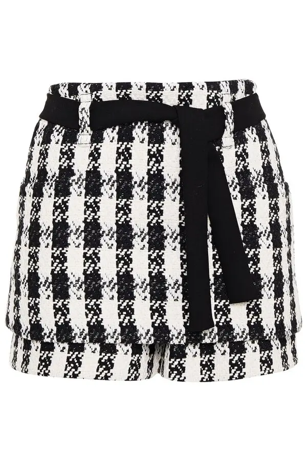 Maje Checked Cotton-blend Tweed Shorts