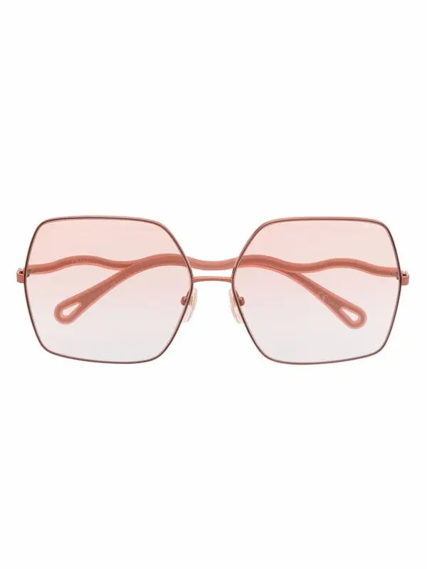 Chloé\' Women\'s Oversized Gradient Lens Sunglasses - Pink Frame Chloé Womens Gold Ch0283s Pilot-frame Metal Sunglasses In  main image 4