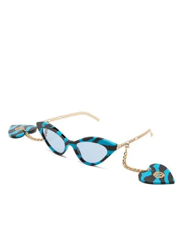 Gucci Zebra Sunglasses ? ? GUCCI GG0726S CHAIN 0726 Gold Black Pink Zebra Heart Charm  main image 4
