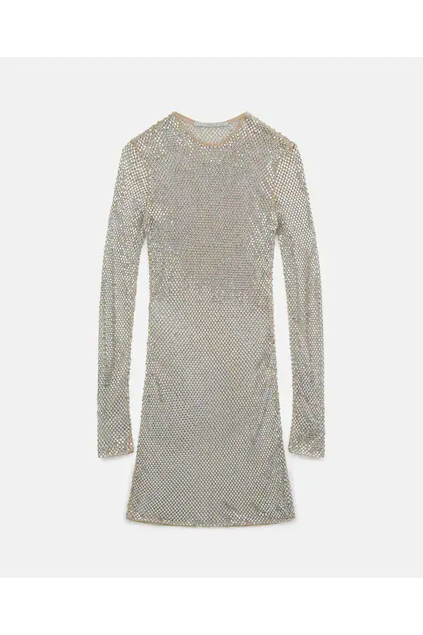 stella mccartney silver dress Women Silver and pure white Crystal Cage Halterneck Maxi Dress
