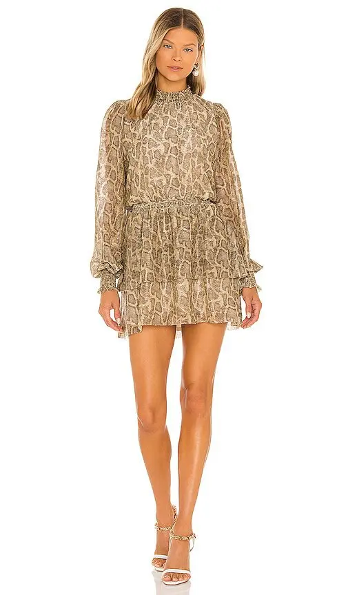 Show Me Your Mumu Russo Ruffle Dress In Tan In Glitter Python - 55% Off |  Editorialist
