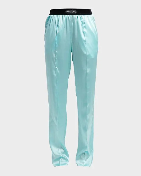 TOM FORD Logo-banded Silk Pj Pants - Plume