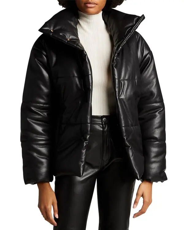 Nanushka Hide Vegan Leather Puffer Jacket - Black