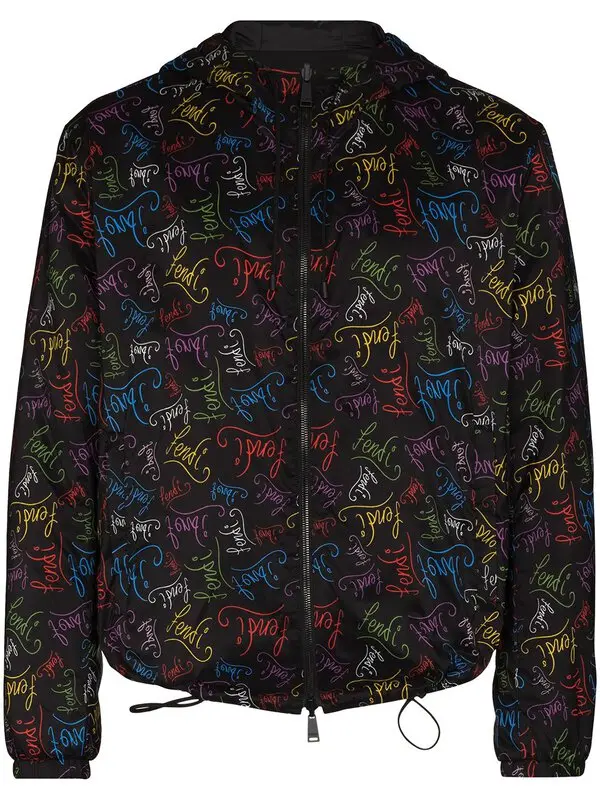 Fendi X Noel Fielding Logo-Print Jacket In Black - 48% Off