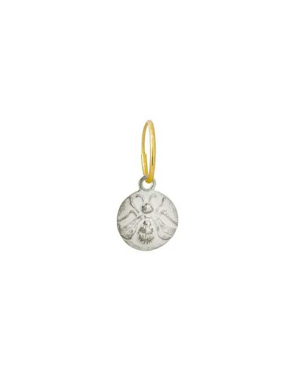LEE BREVARD Bee Coin Charm Hoop Earring