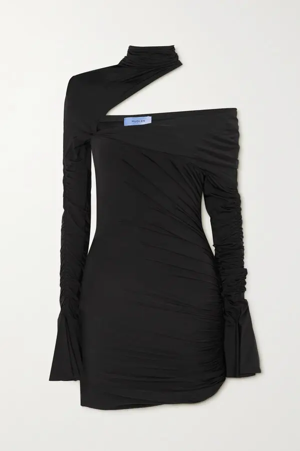 turtleneck cut out mini dress Matilda Black Turtleneck Lace Mini Dress with Cut-Outs, M / Black