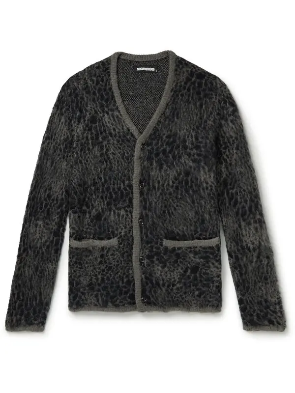 Mohair Cardigan Black Leopard Cardigan WACKO MARIA Leopard Mohair