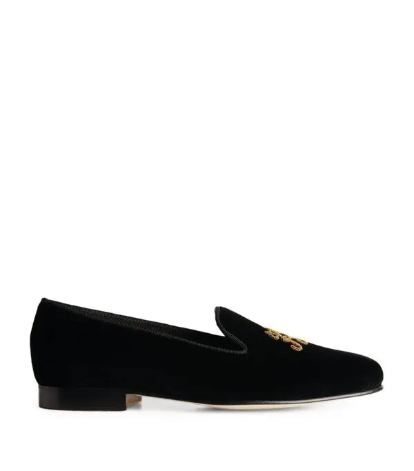 Ralph Lauren Velvet Bullion Alonzo Slippers In Black - 30  display picture 2