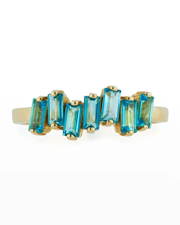 SUZANNE KALAN 14k Gold Amalfi Wave Band Ring - Medium Blue