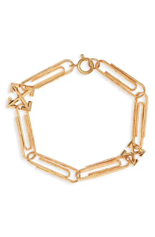 OffWhite Paper Clip Bracelet Gold Editorialist