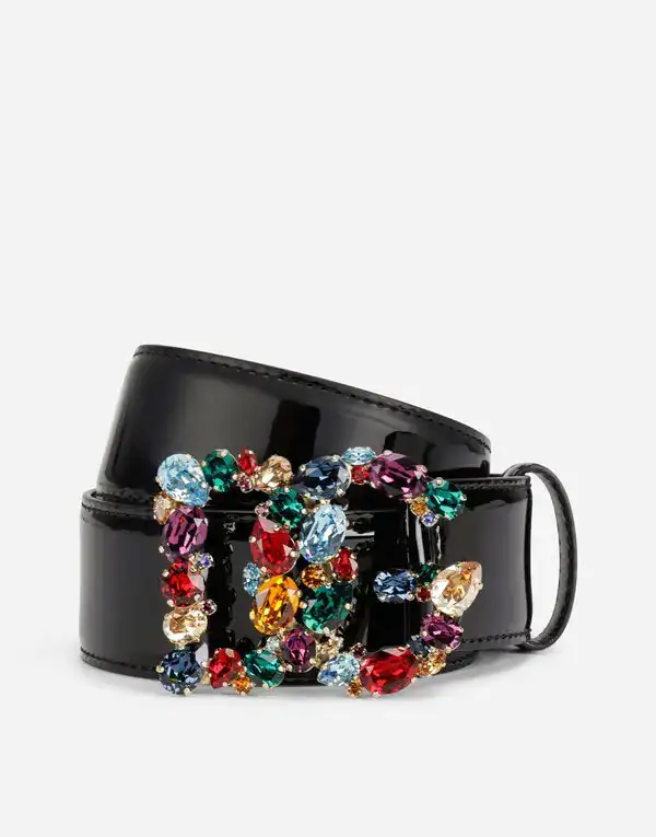 Dolce & Gabbana Patent Leather Belt With Crystal-Detailed Dg  display picture 1