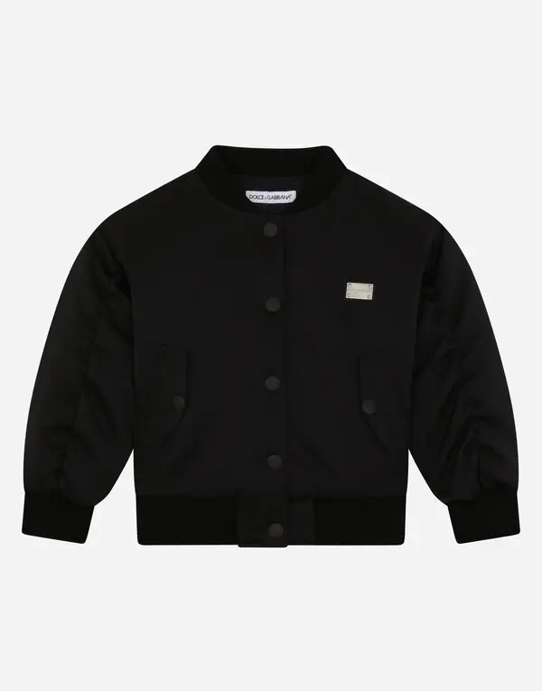 Dolce & Gabbana Satin Bomber Jacket With Logo Plate