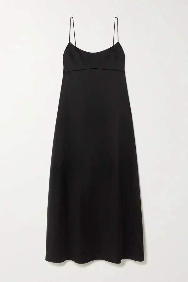 Toteme Satin Midi Dress In Black - 50% Off | Editorialist