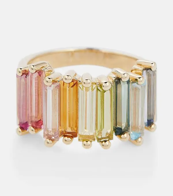 SUZANNE KALAN Rainbow 14kt Gold Ring With Topazes
