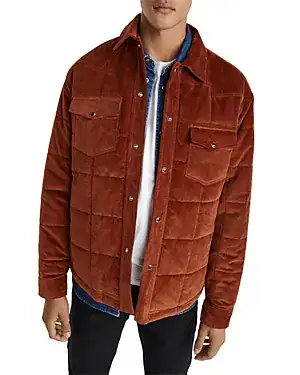 The Kooples Hill Quilted Velvet Jacket In Orange 50% Off