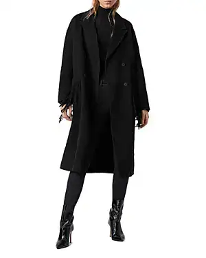 All Saints Freya Fringe Coat - Black | Editorialist