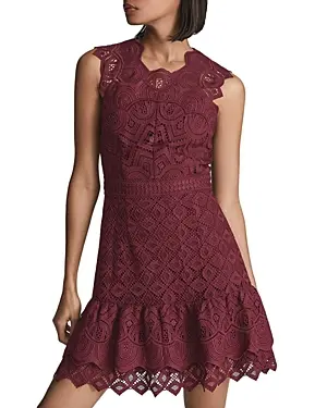 Reiss Delilah Lace Mini Dress In Red - 67% Off | Editorialist
